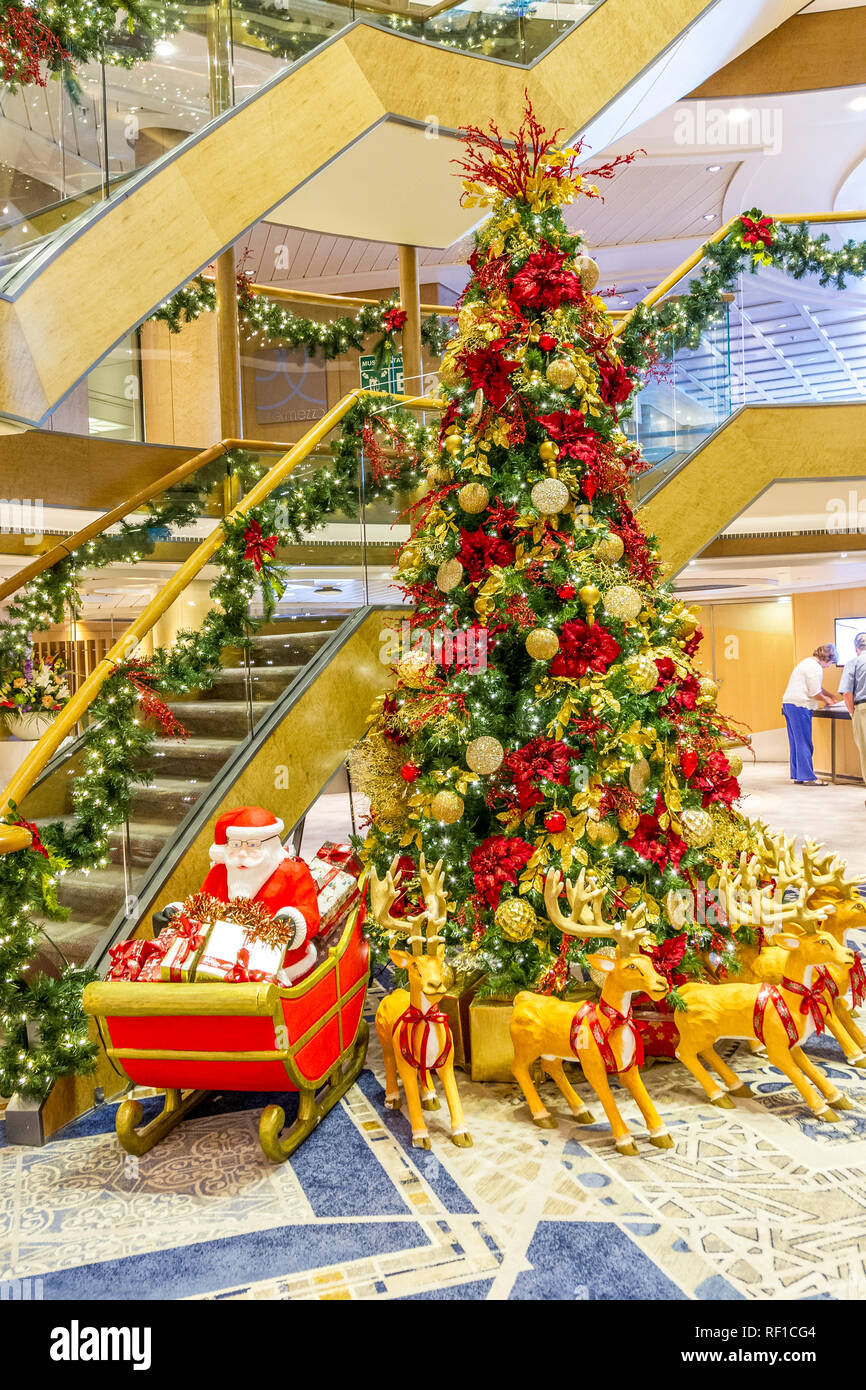 Christmas tree onboard P&O Acadia on the 2018 Christmas cruise to the ...