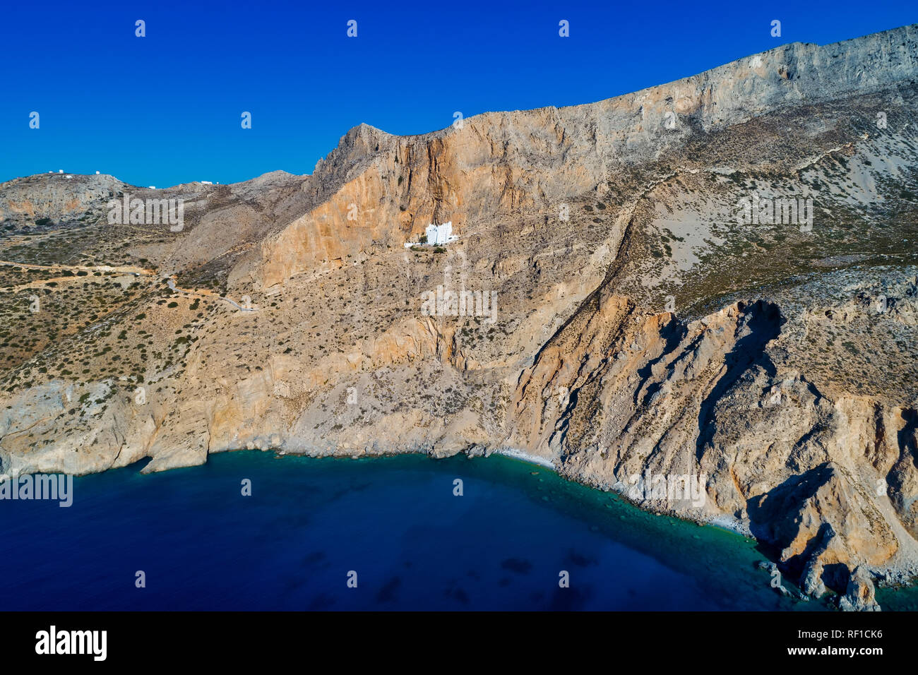 Aerial view of of Panagia Hozovitissa monastery on Amorgos island Stock ...