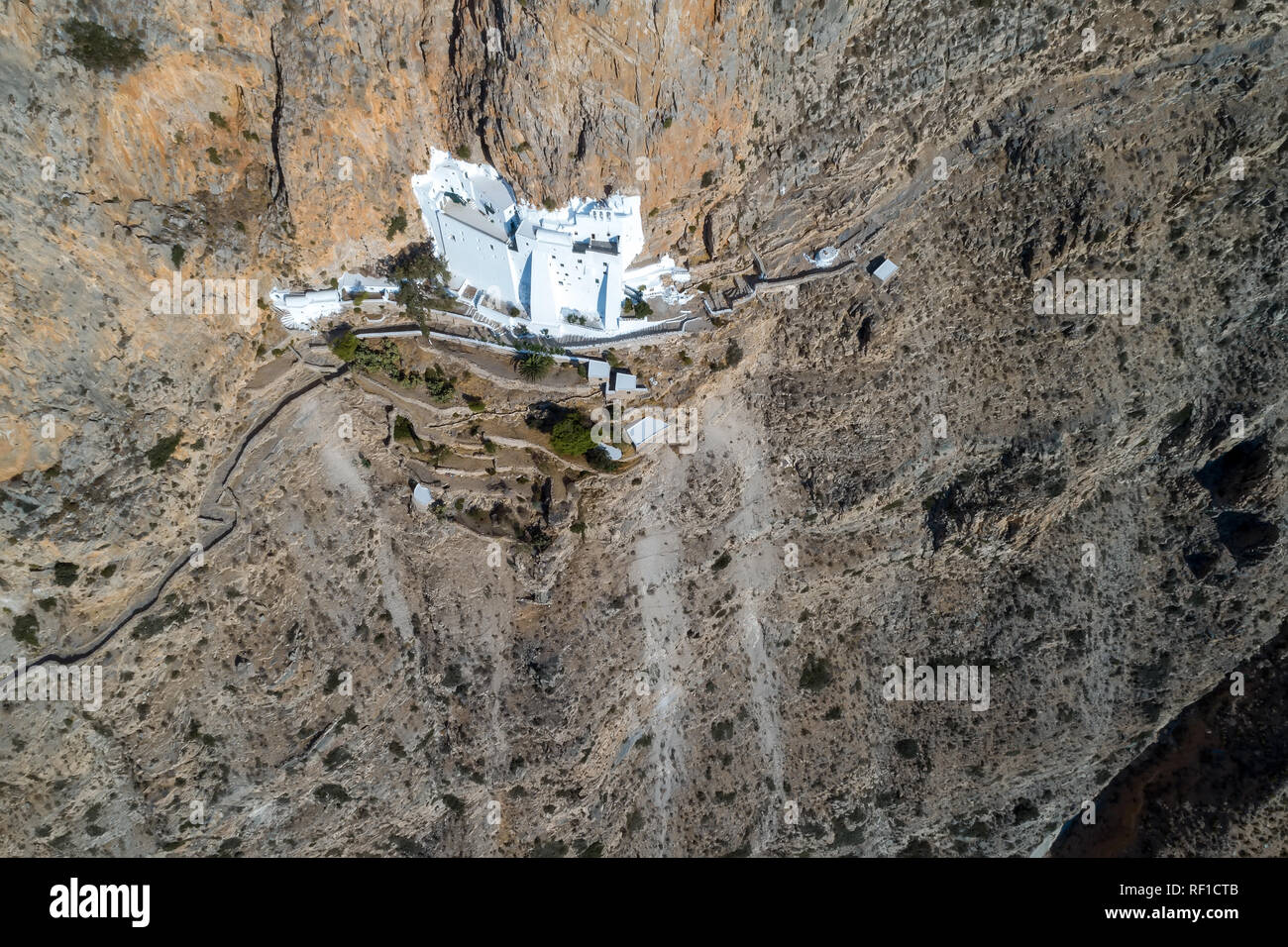 Aerial view of of Panagia Hozovitissa monastery on Amorgos island Stock ...