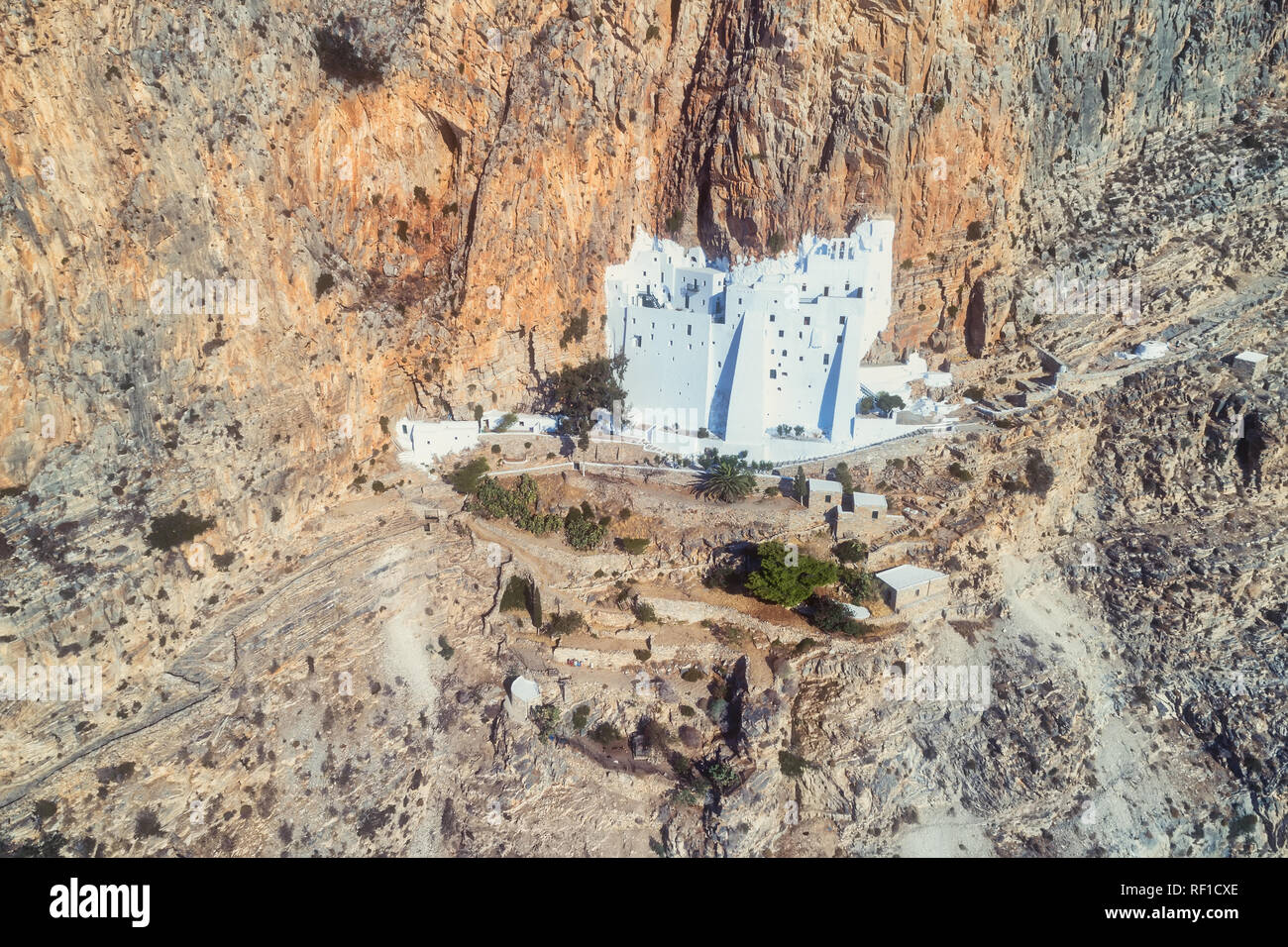 Aerial view of of Panagia Hozovitissa monastery on Amorgos island Stock ...