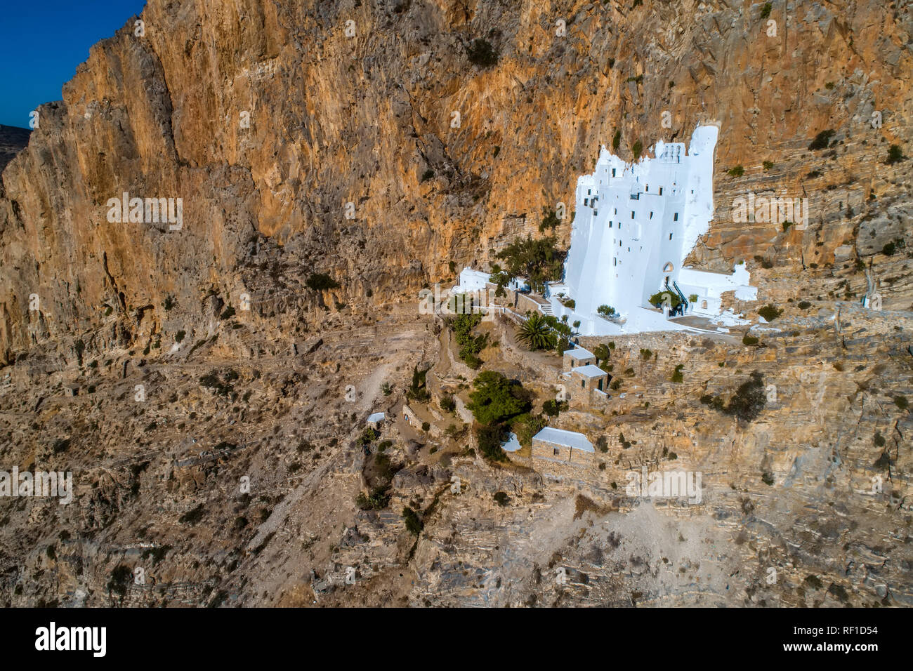 Aerial view of of Panagia Hozovitissa monastery on Amorgos island Stock ...