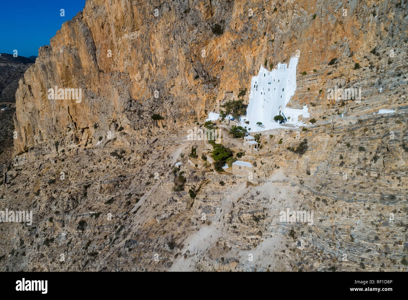 Aerial view of of Panagia Hozovitissa monastery on Amorgos island Stock ...