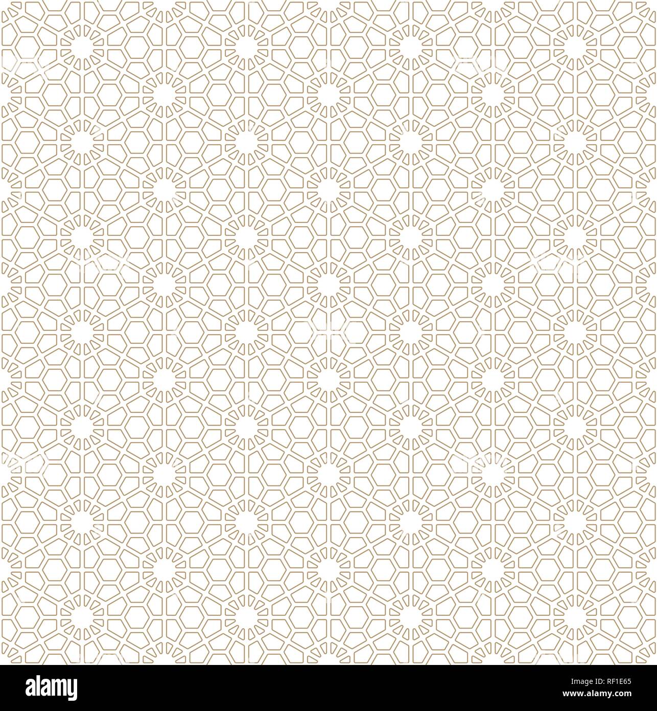 Seamless pattern based on Japanese ornament Kumiko.Golden color.Rounded ...