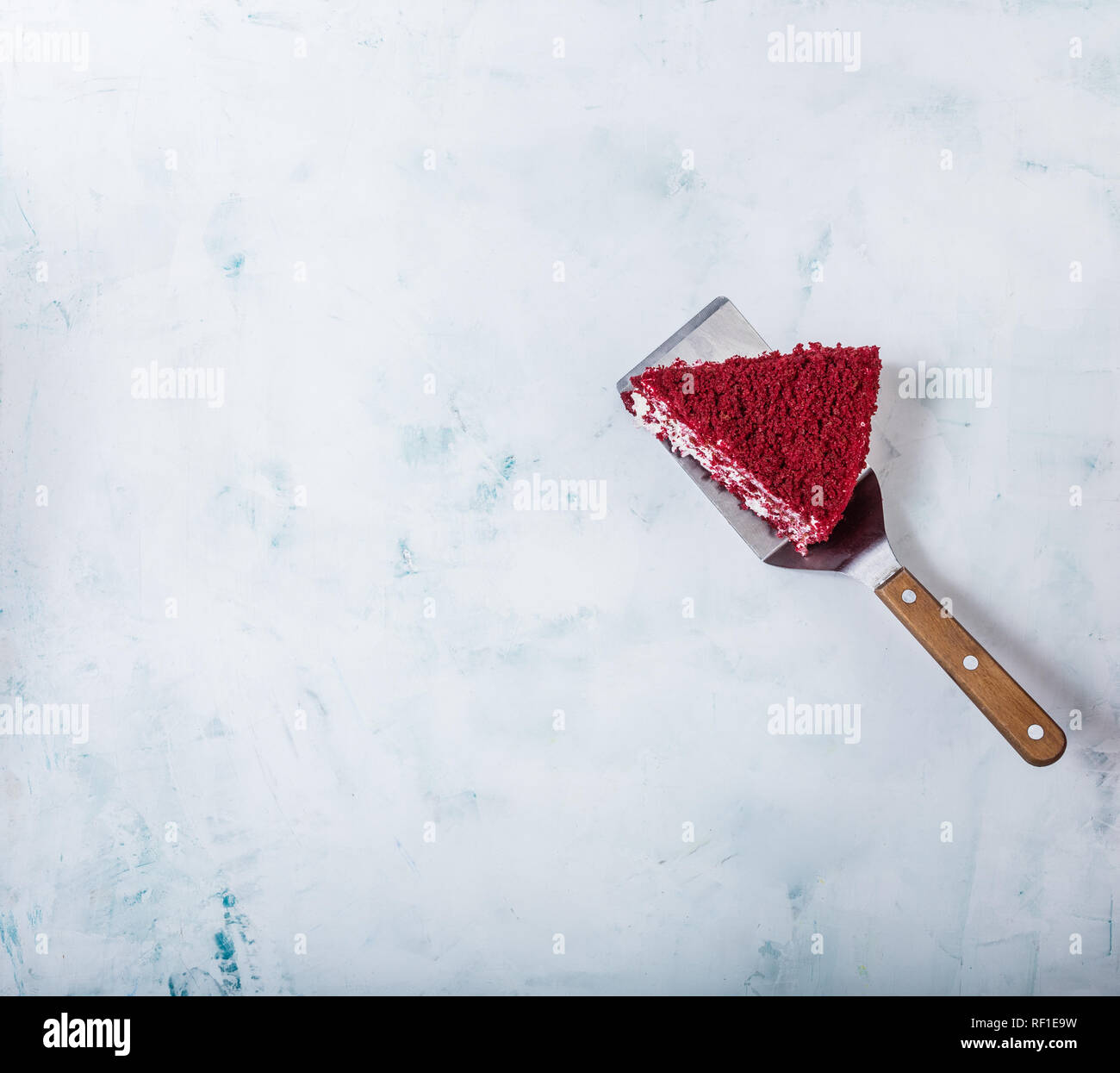 Top View. slice of delicious Red velvet cake Stock Photo - Alamy
