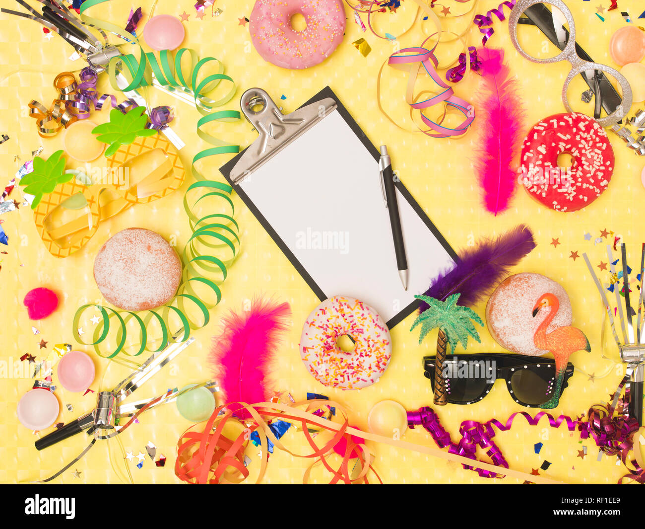 great, effect yellow carnival background with different carnival things ...