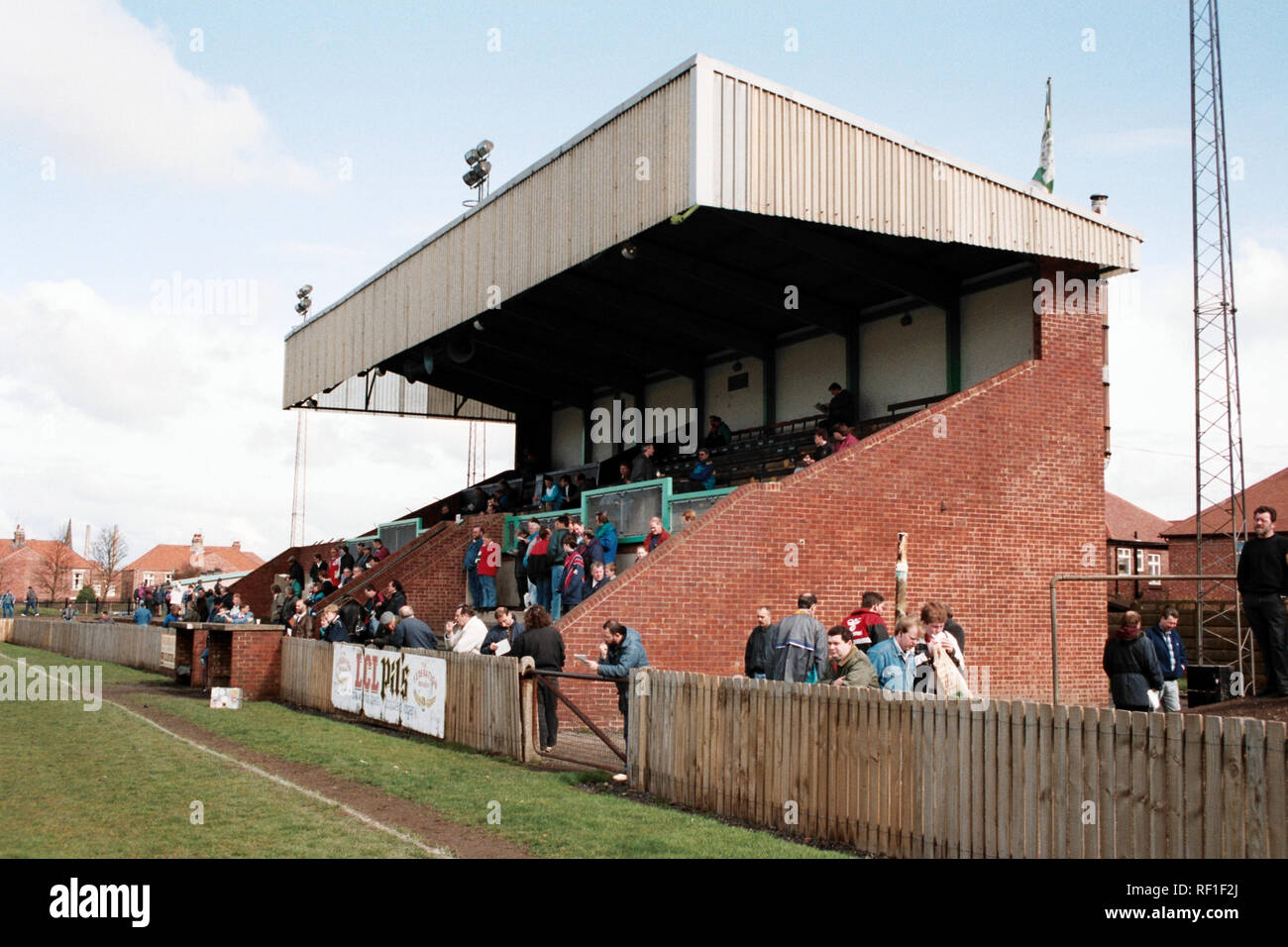 The main stand at Blyth Spartans FC Football Ground, Croft Park, Blyth ...