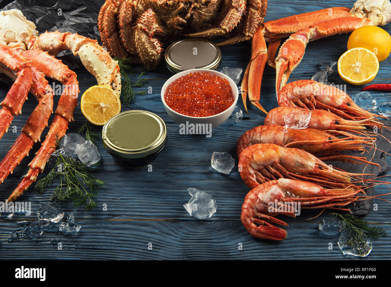 Set of fresh seafood Stock Photo - Alamy