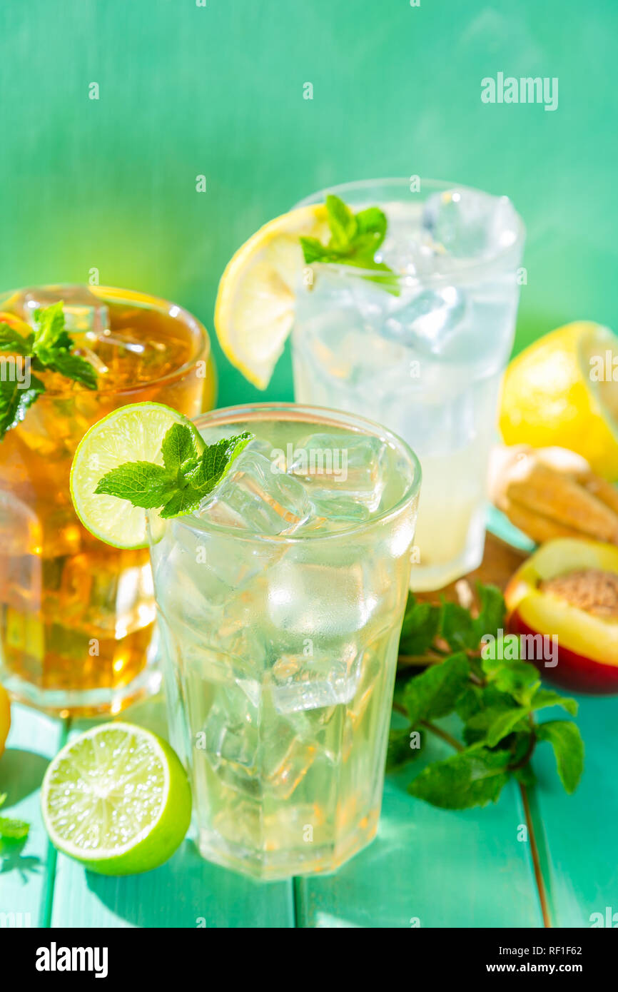 Summer drinks - selection of iced tea refreshments Stock Photo - Alamy