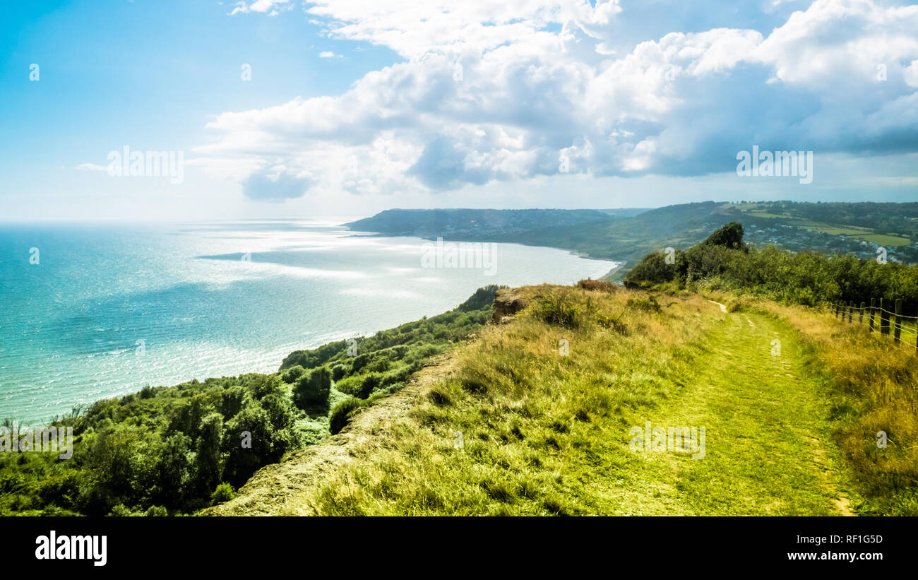 Green pathway / Trekking path on hills in English holiday countryside ...