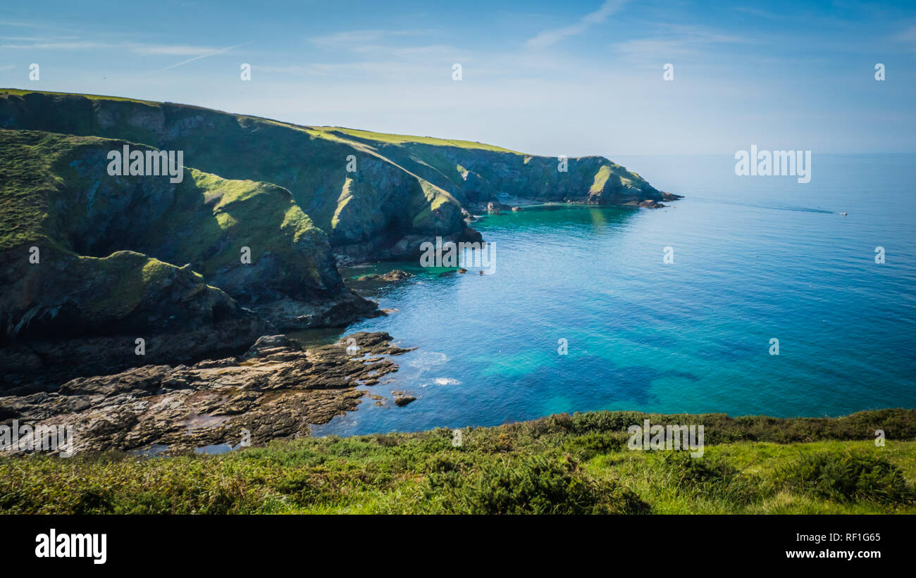 Green grassland landscape in the British / Cornish countryside near the ...