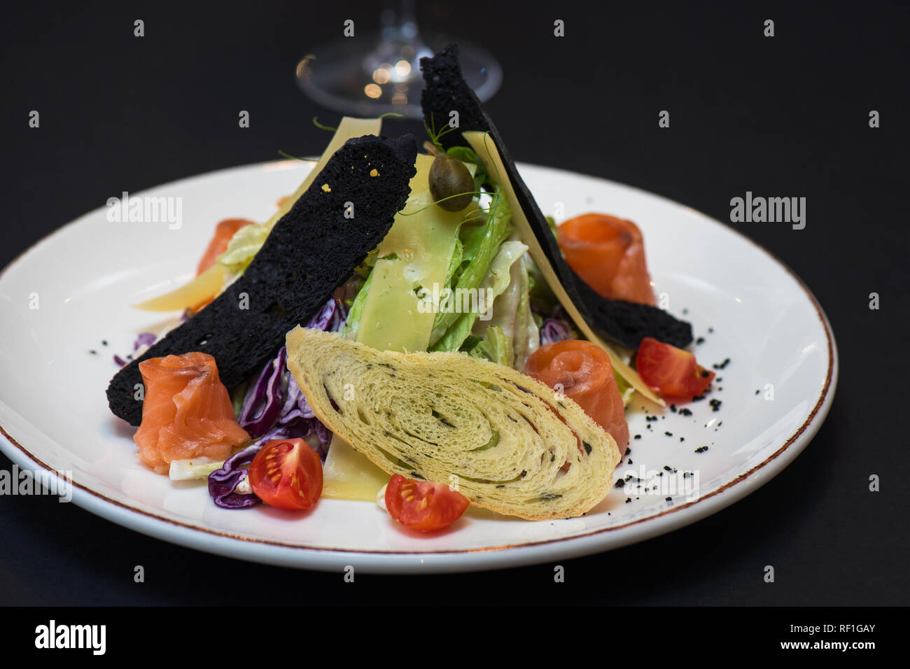 Caesar salad with salmon hi-res stock photography and images - Alamy
