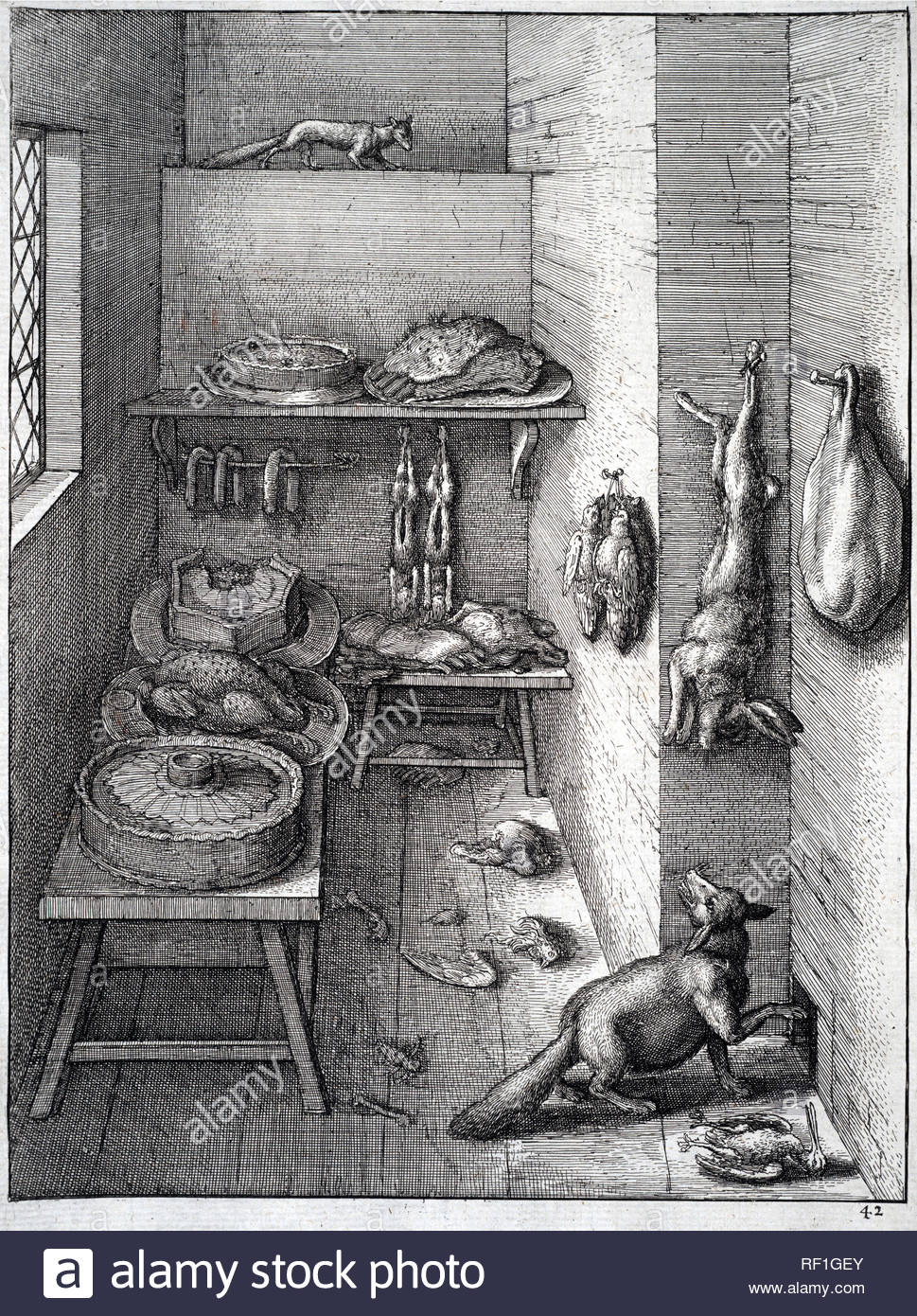The Fox and the Weasel, one of Aesop's Fables, etching by Bohemian ...
