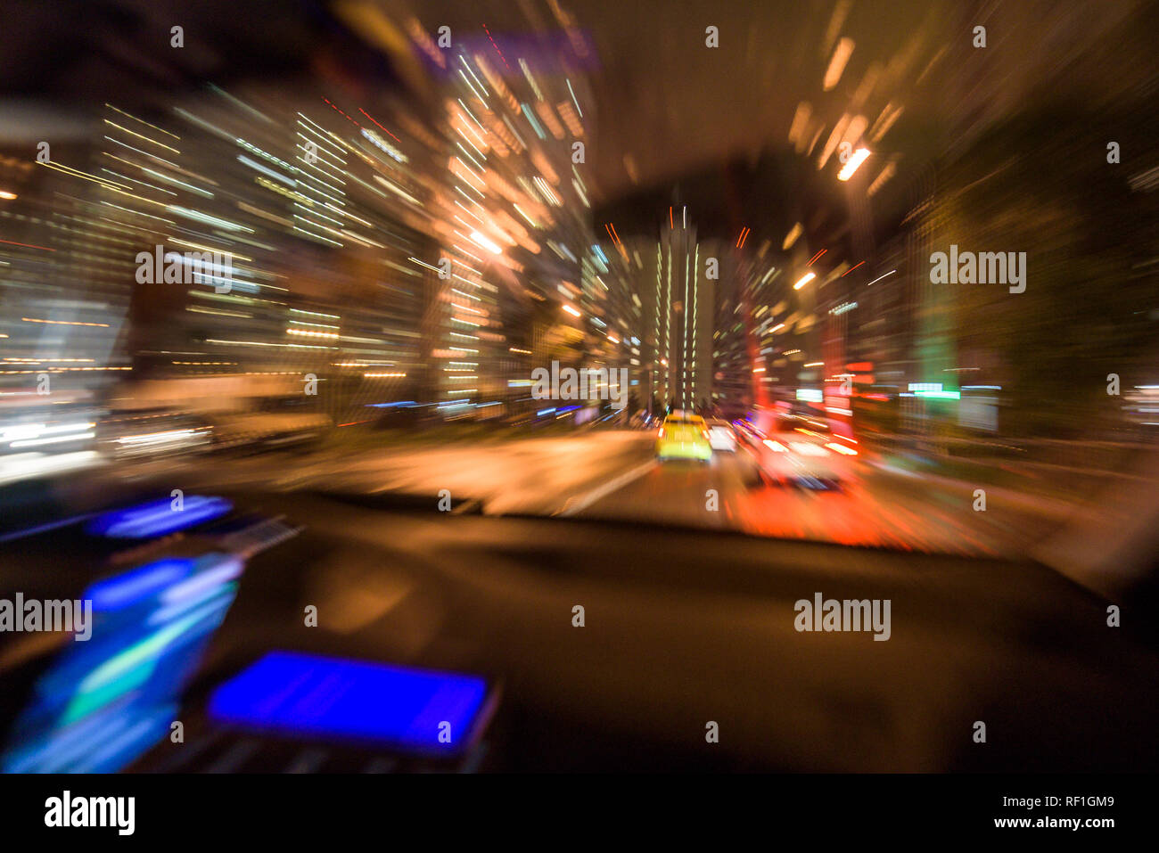 moving night traffic lights trails abstract background Stock Photo - Alamy