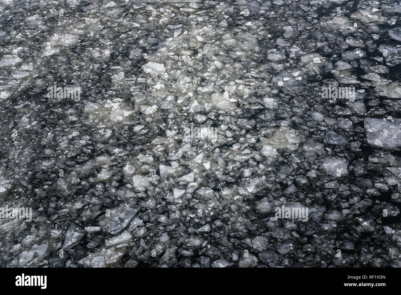 abstract texture of crashed ice drift on water Stock Photo - Alamy