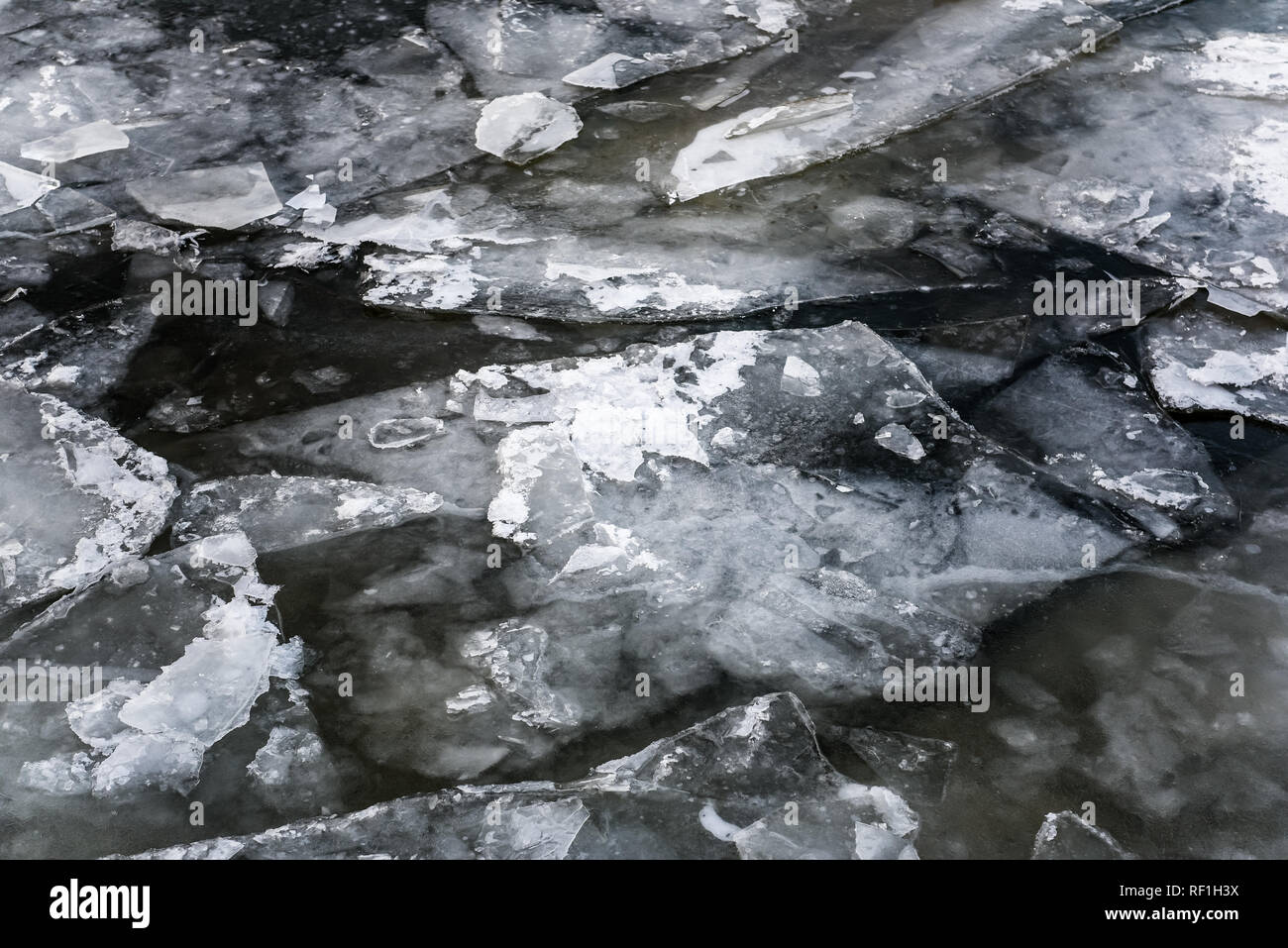 abstract texture of crashed ice drift on water Stock Photo - Alamy