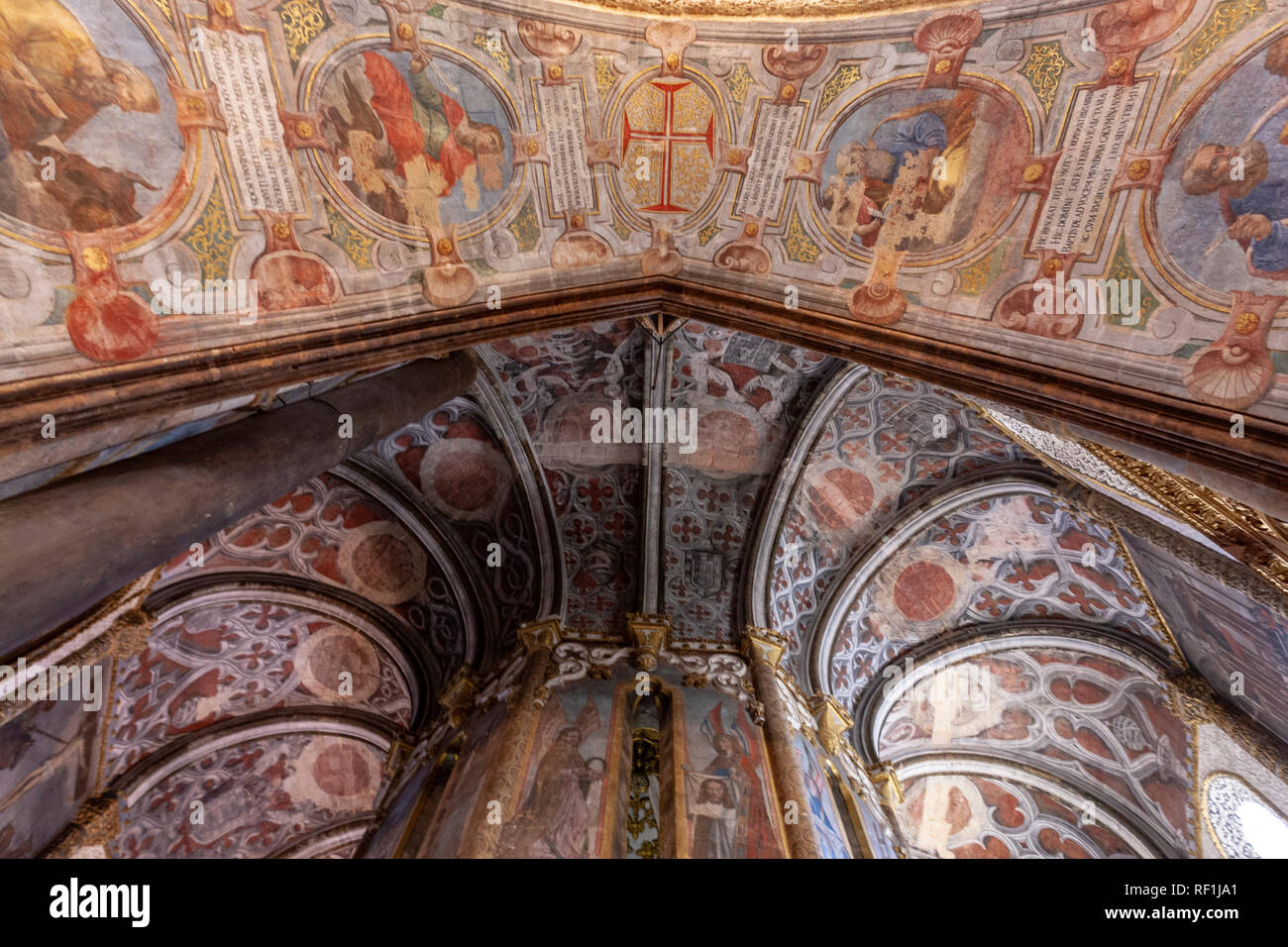 Interior of the Round church decorated with late Gothic painting and ...