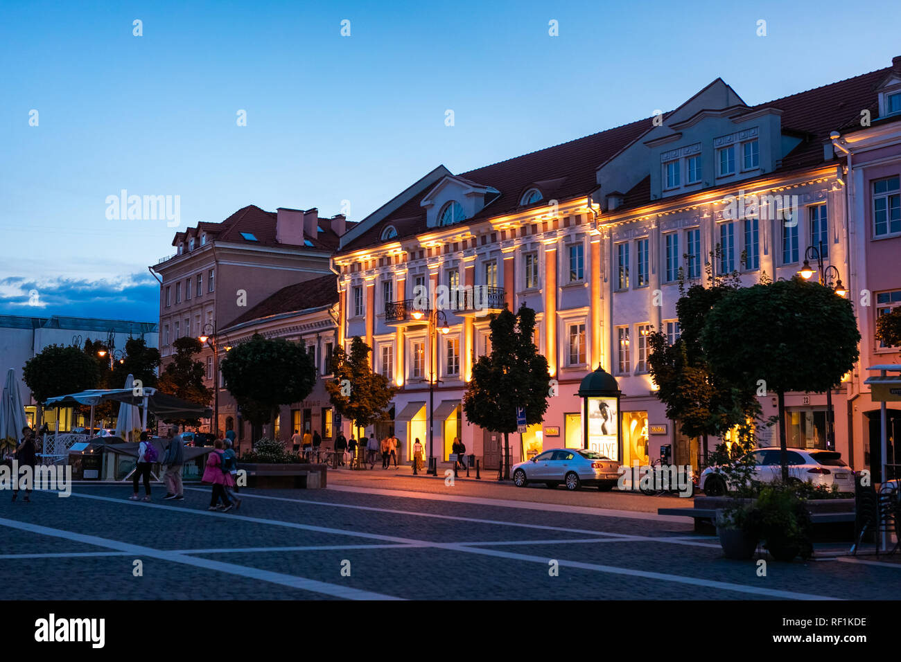Town Hall Square in Old Town at night of Vilnius, Lithuania, Baltic ...