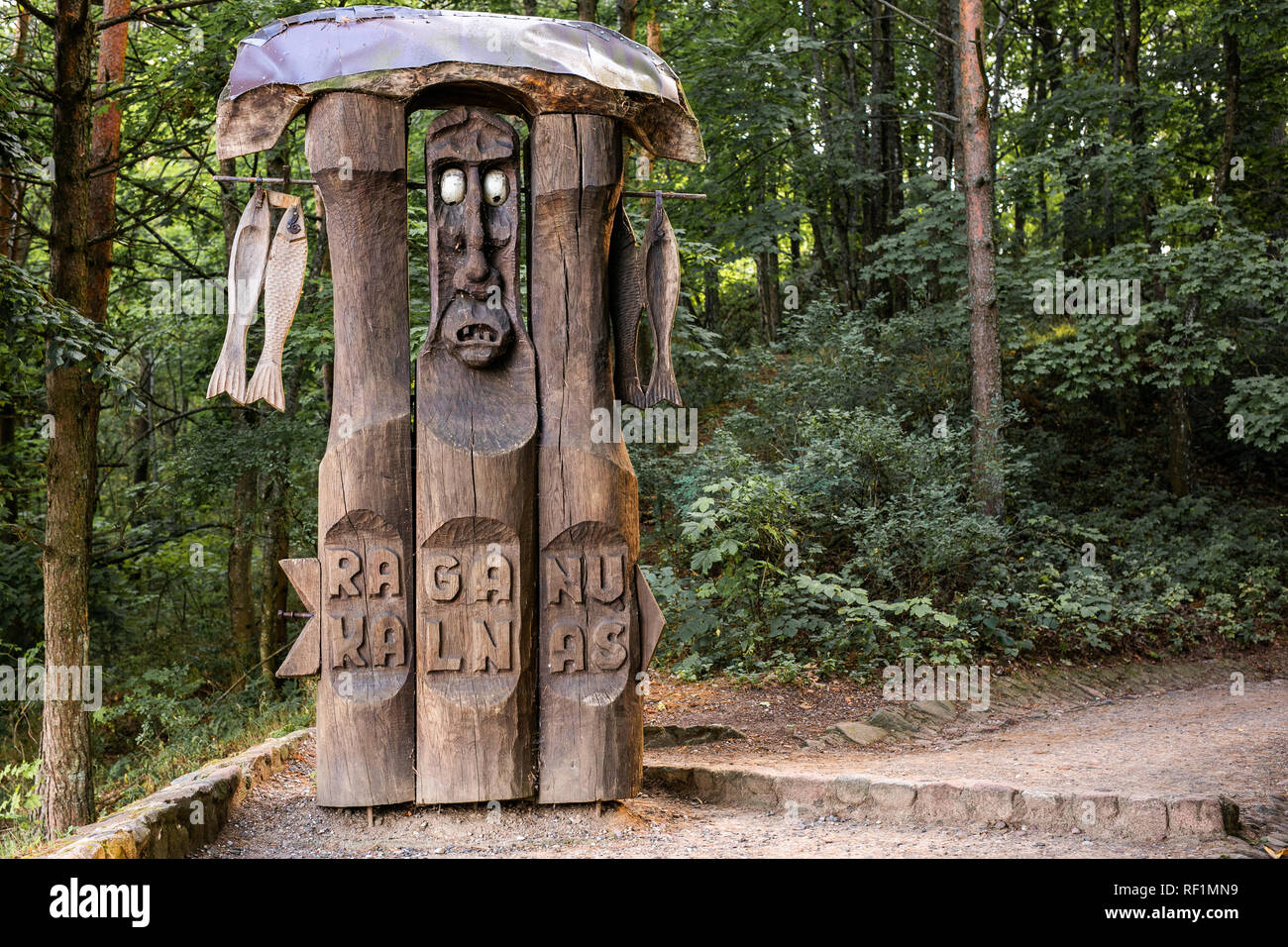 JUODKRANTE, LITHUANIA - AUGUST, 2018: Traditional Lithuanian Raganu ...