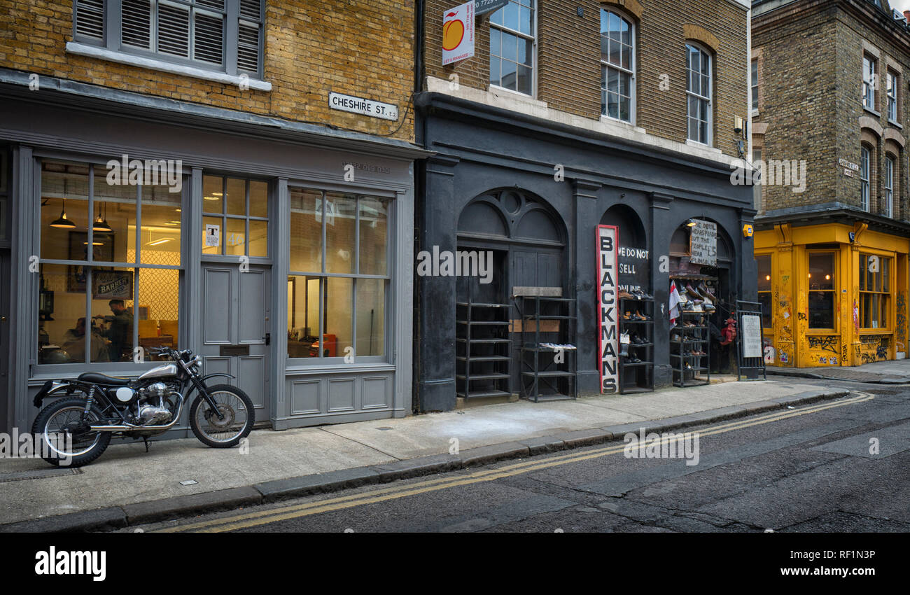 Cheshire Street, formerly Hare Street, Spitalfields showing old and new ...