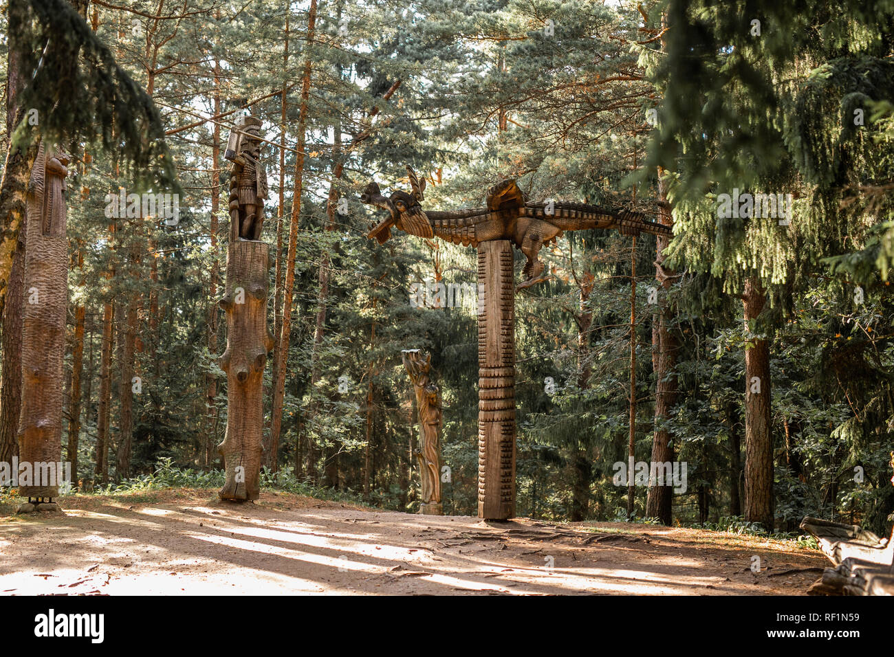 JUODKRANTE, LITHUANIA - AUGUST, 2018: Traditional Lithuanian Raganu ...