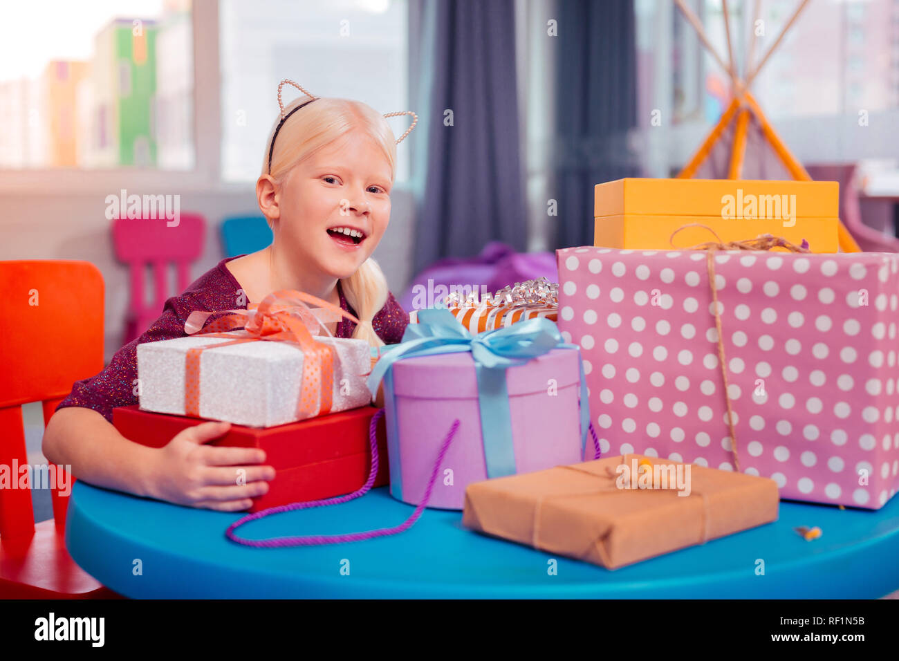 Kids presents table hi-res stock photography and images - Alamy