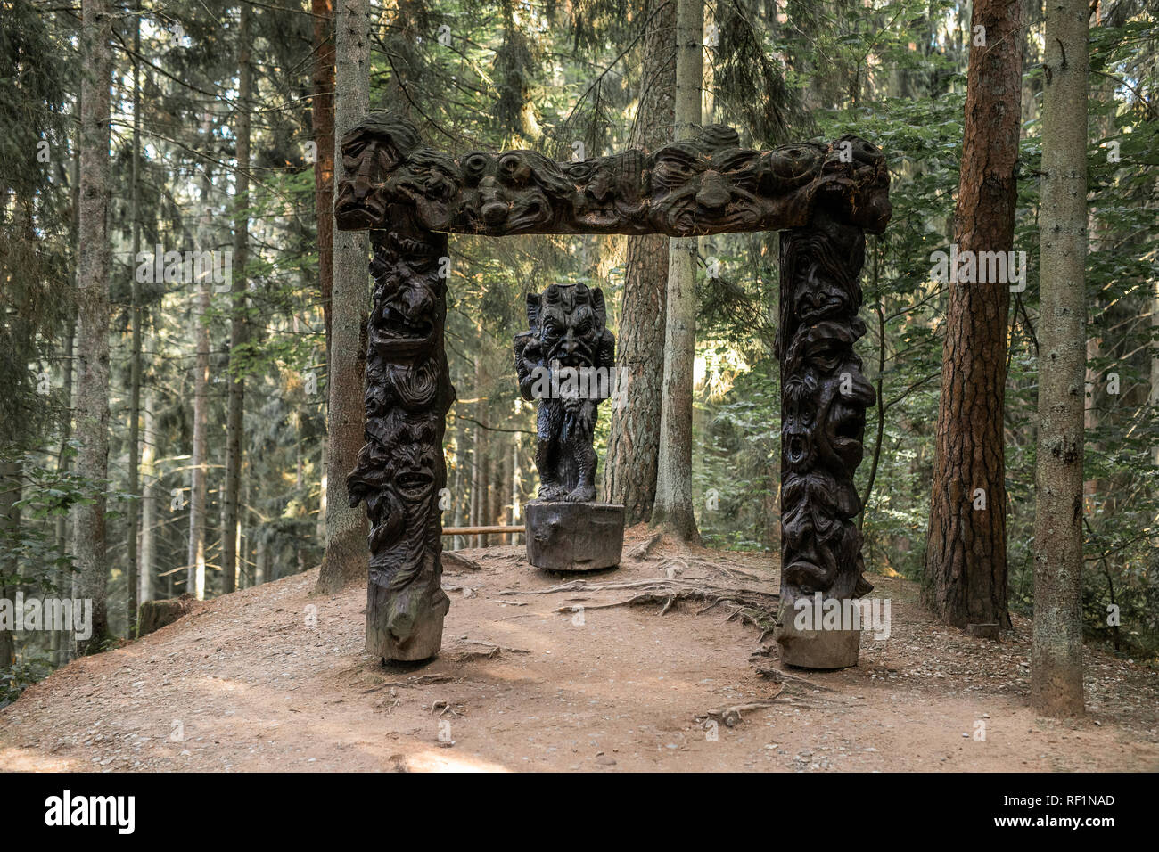 JUODKRANTE, LITHUANIA - AUGUST, 2018: Traditional Lithuanian Raganu ...