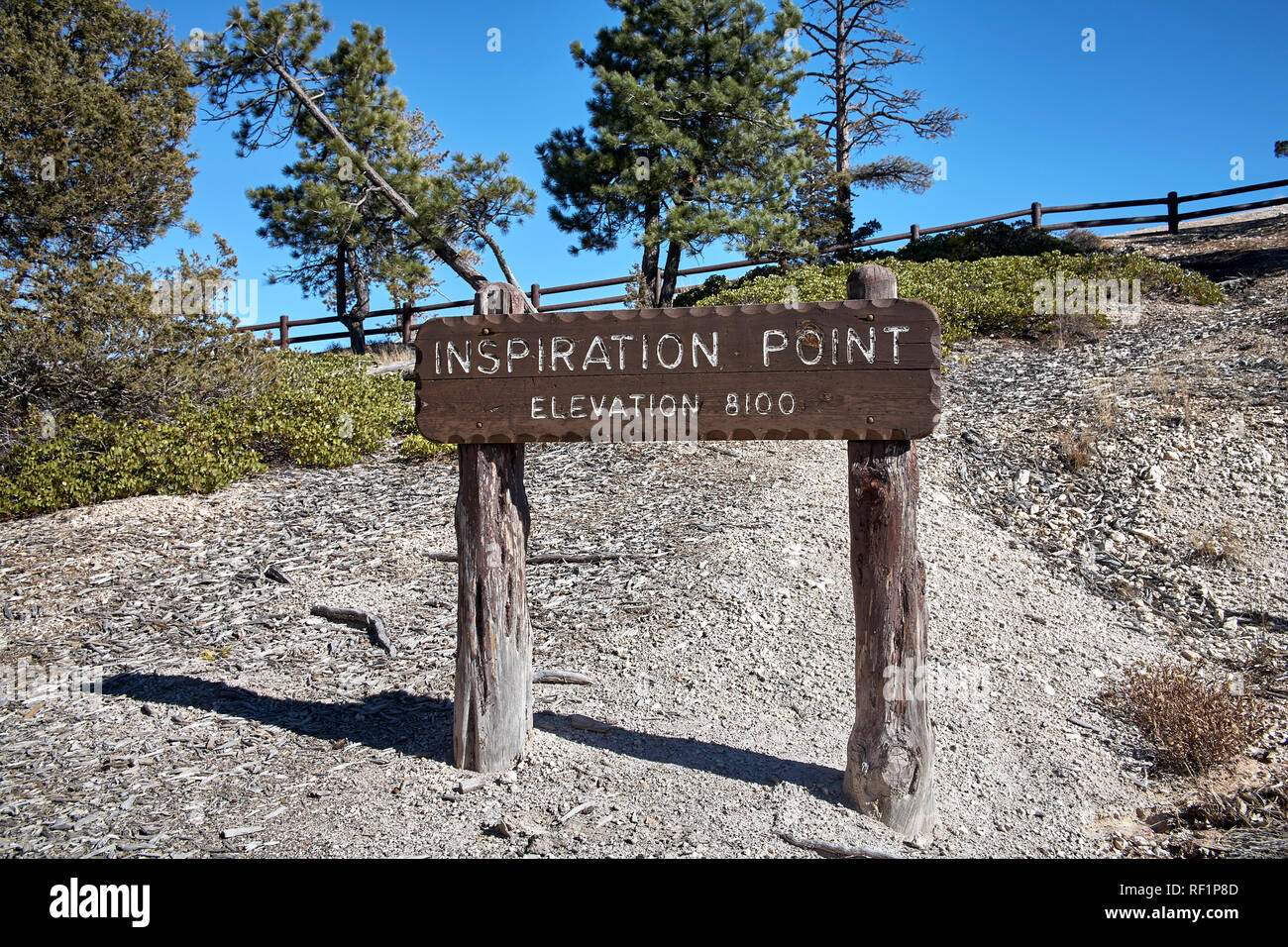 Inspiration Point sign in Bryce Canyon National Park, Utah, USA Stock ...