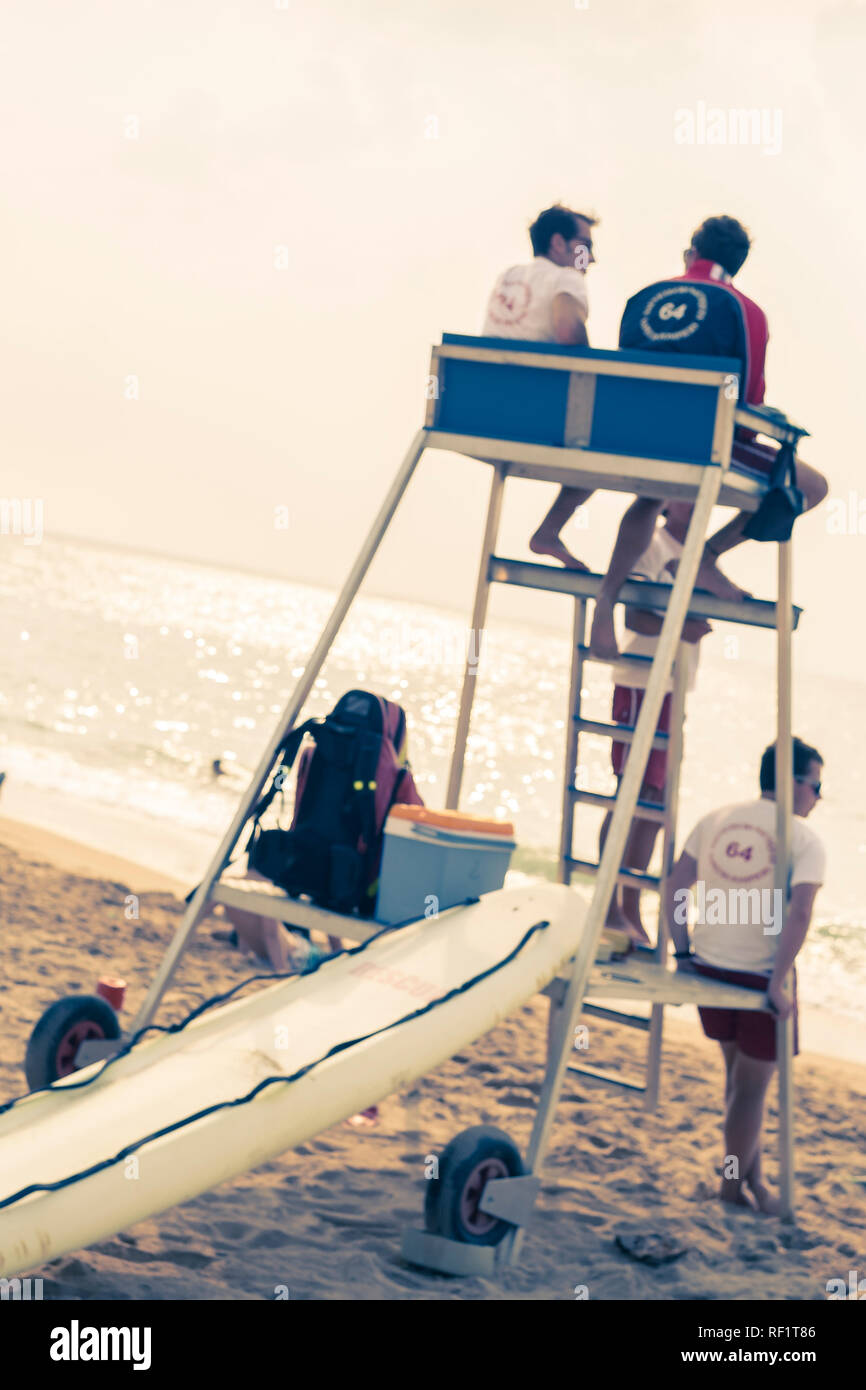 Beach and lifeguards Stock Photo - Alamy