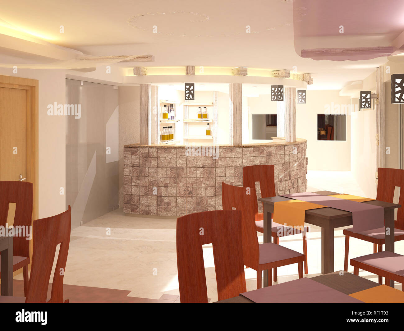3d rendering of a bar, restaurant, pub Stock Photo - Alamy