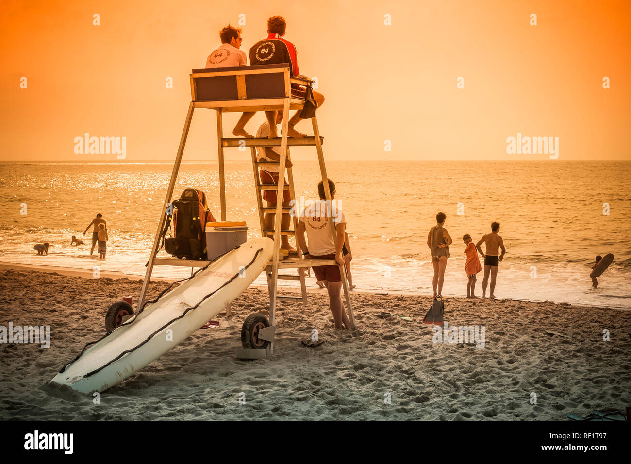 Beach and lifeguards Stock Photo - Alamy