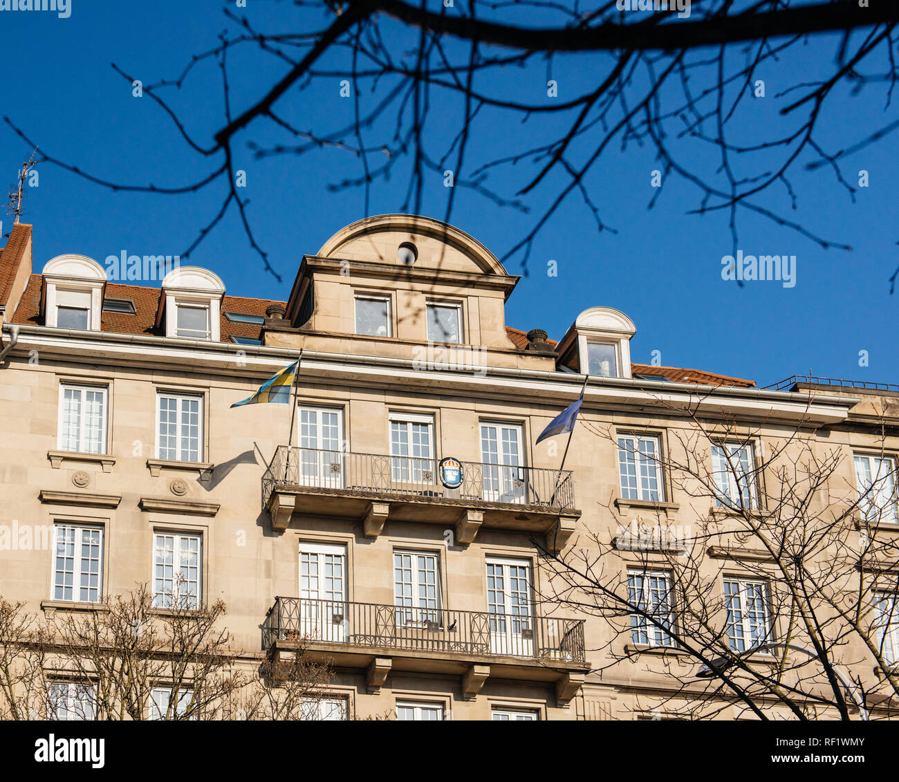 Luxury Parisian traditional French architecture building with large ...