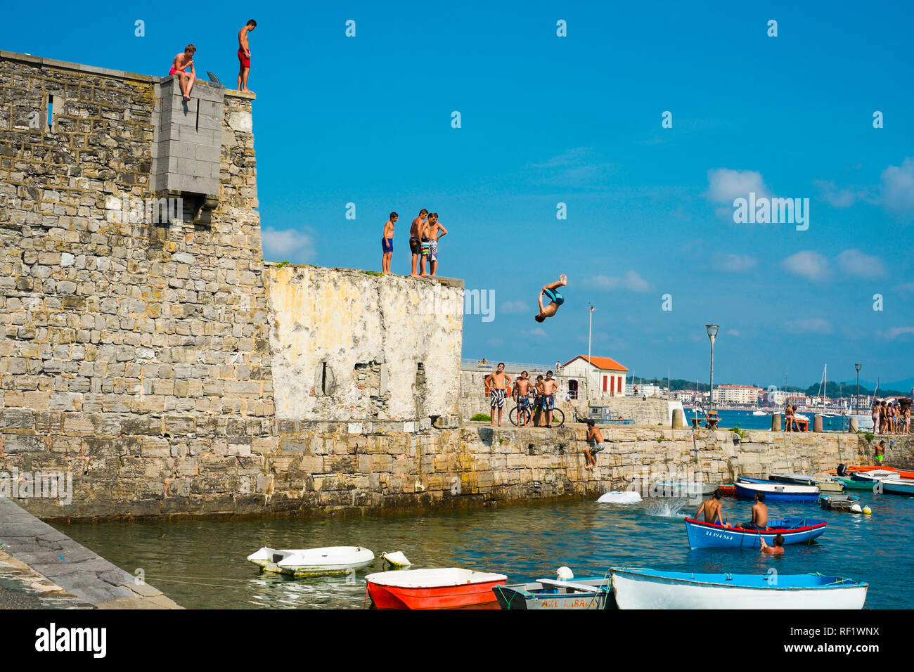 Jumping in the harbour hi-res stock photography and images - Alamy