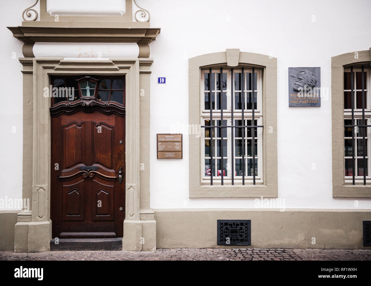TRIER, GERMANY - FEB 21, 2015: Entrance to the house were Karl Marx ...