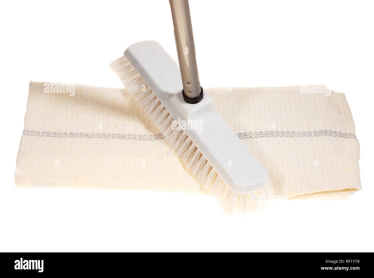 Broom and cloth and used to scrub floors Stock Photo - Alamy