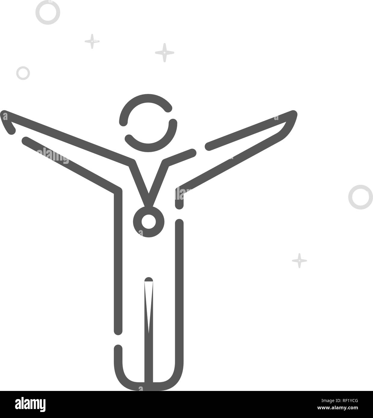 Winner Vector Line Icon. Awarded a Medal Symbol, Pictogram, Sign. Light ...