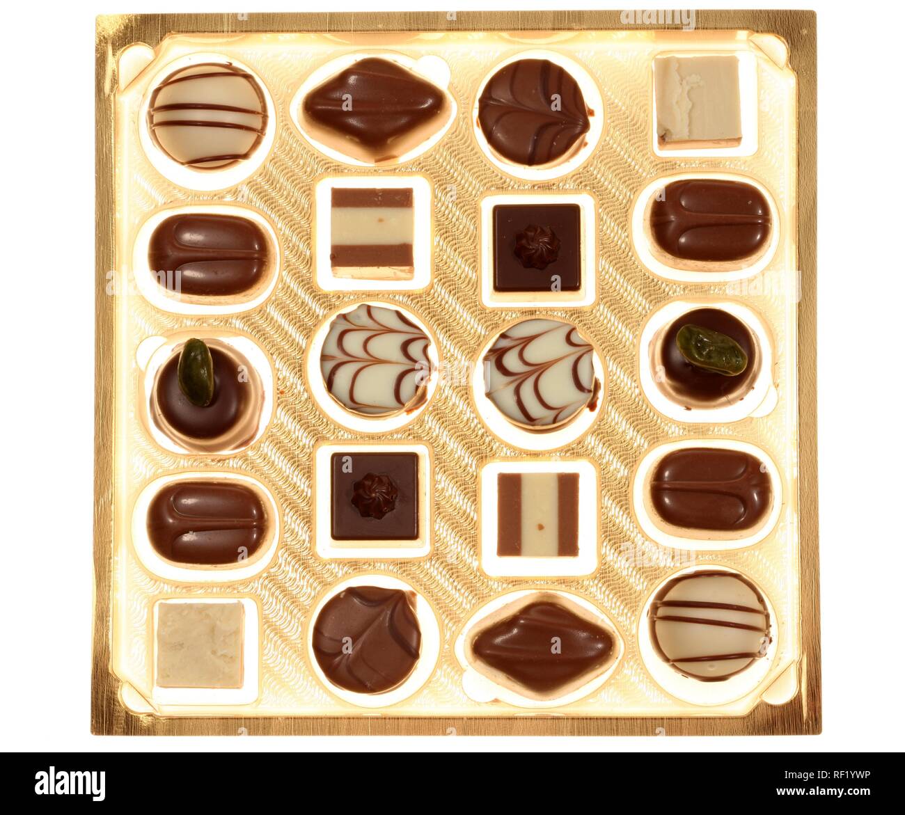 Assorted pralines in a tray Stock Photo - Alamy