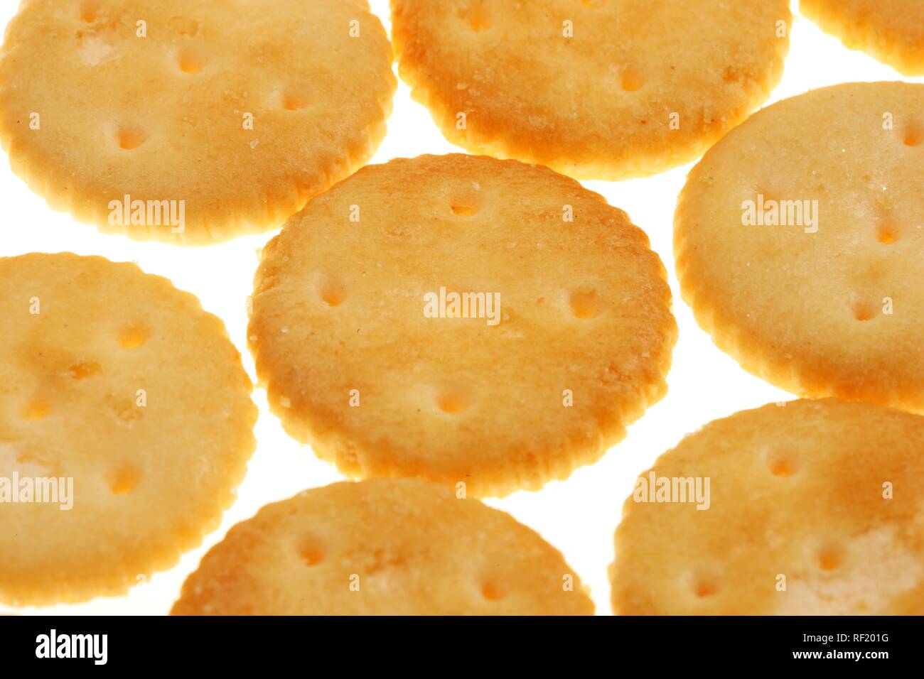 Salty snacks, circular crackers Stock Photo - Alamy