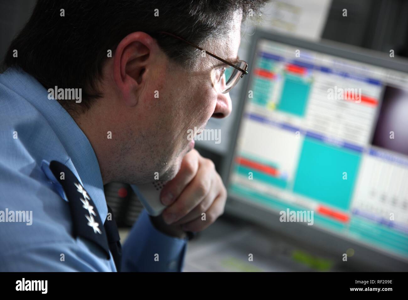 Police control room, HQ, call center for emergency calls, Mettmann ...