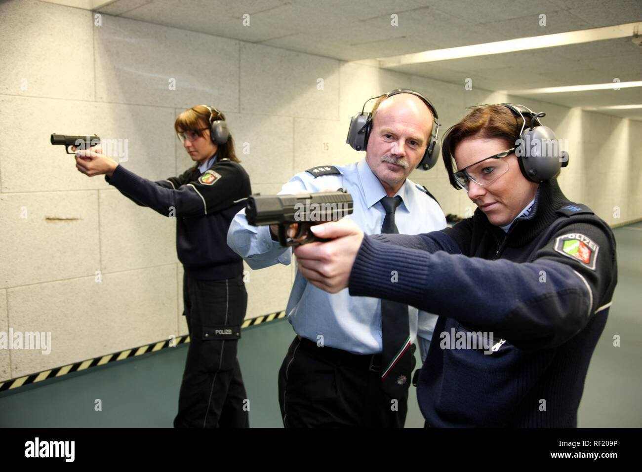 Routine weapons training at the Police HQ or headquarters shooting ...