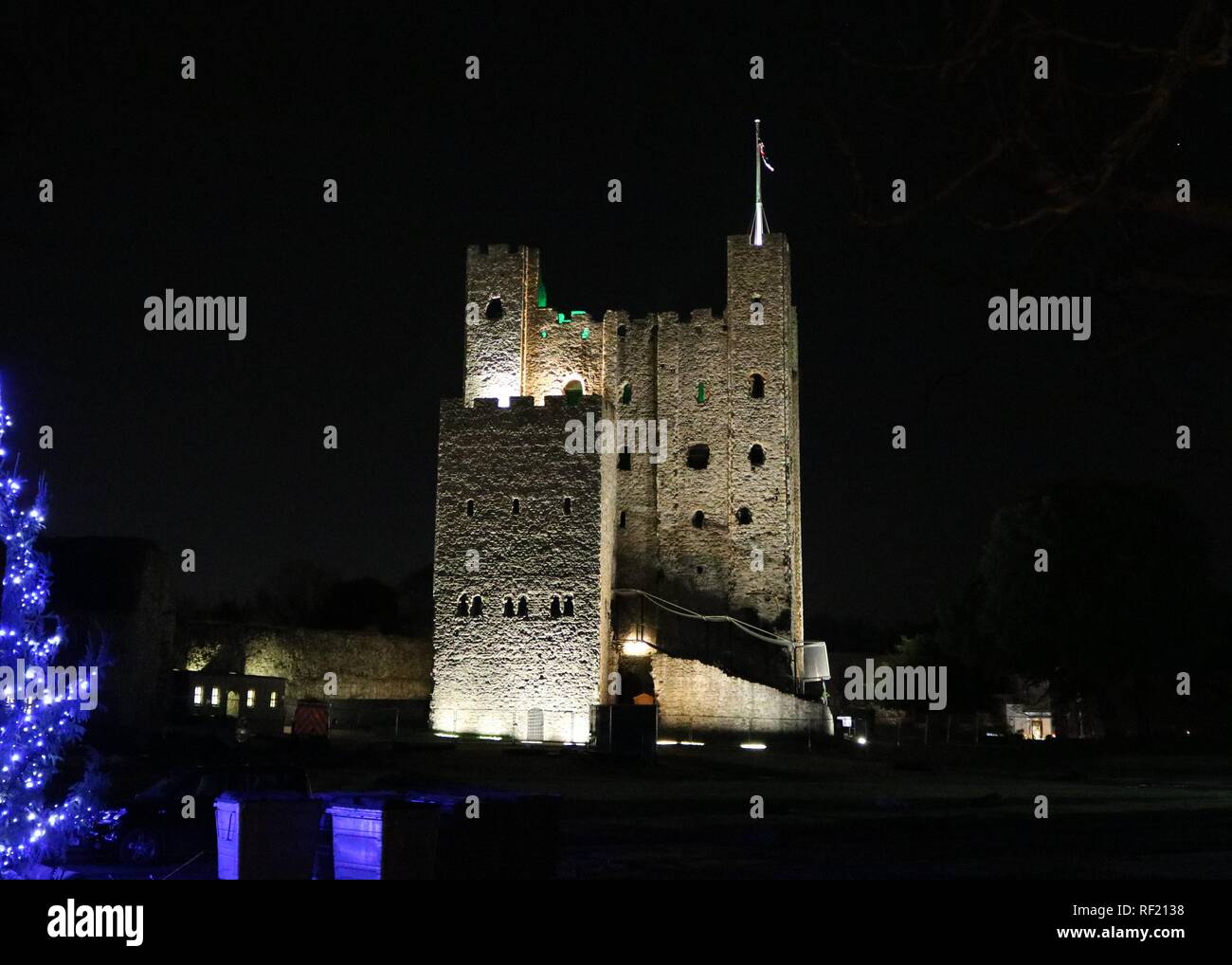 Rochester Castle, Kent at Night Stock Photo - Alamy