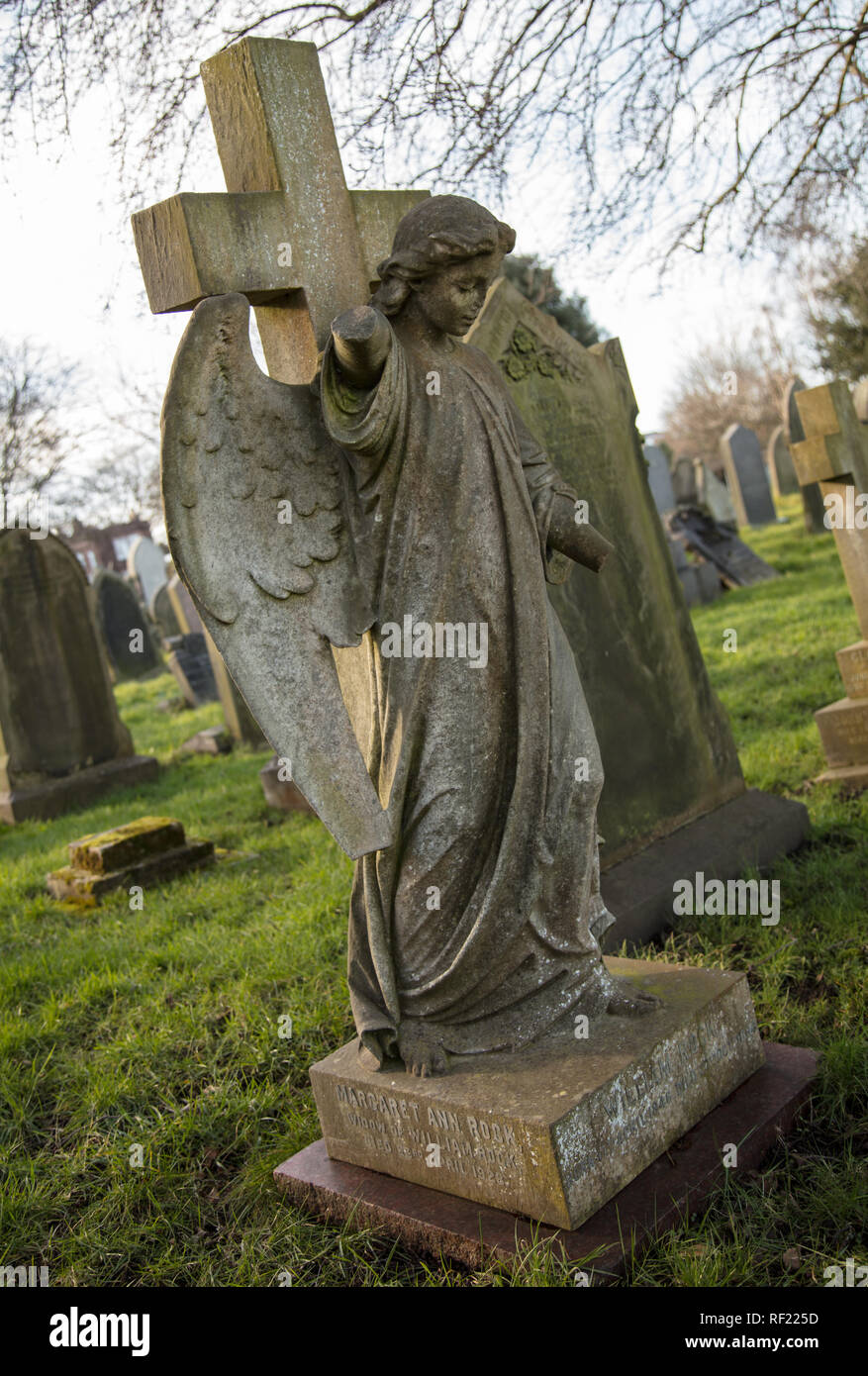 Angel headstone, All Saints church, Childwall, Liverpool Stock Photo ...