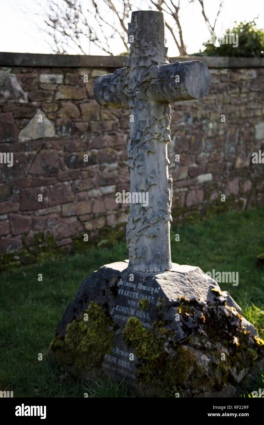 Mossy headstone, All Saints church, Childwall, Liverpool Stock Photo ...