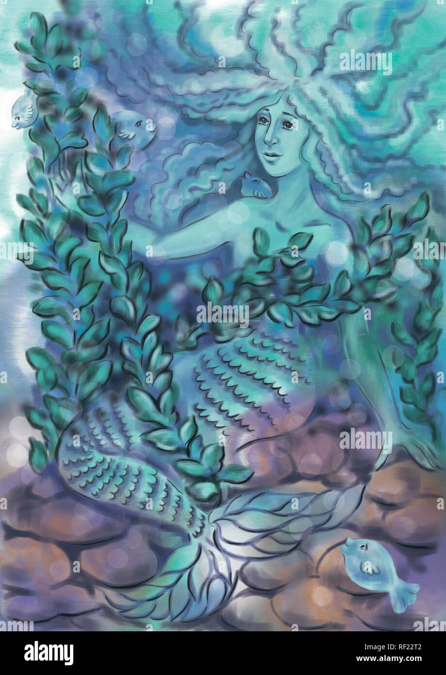 Illustration for the Little Mermaid Tale Stock Photo - Alamy