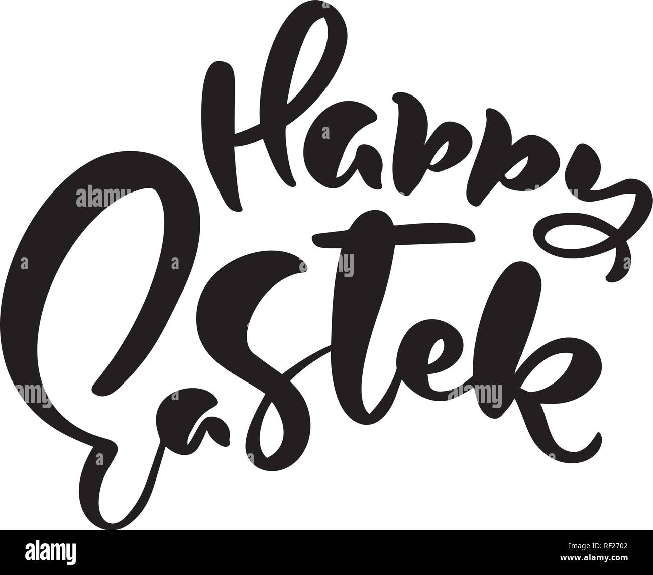 Vector happy Easter text Hand drawn calligraphy and brush pen isolated ...
