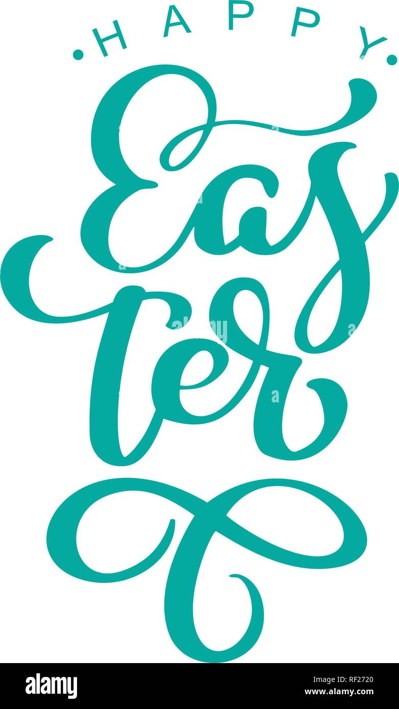 Vector happy Easter Hand drawn calligraphy and brush pen lettering text ...