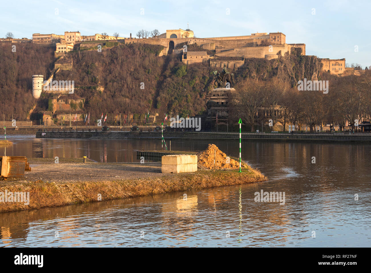 castle ehrenbreitstein koblenz germany in the winter sun Stock Photo ...
