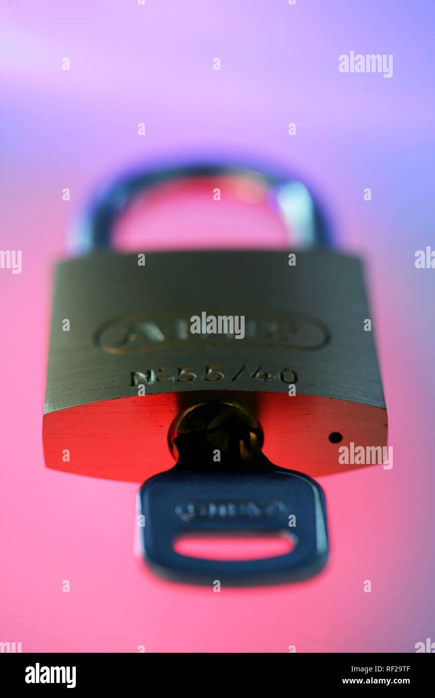 Padlock with key Stock Photo - Alamy