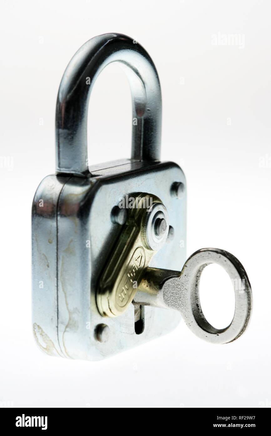 Padlock with key Stock Photo - Alamy