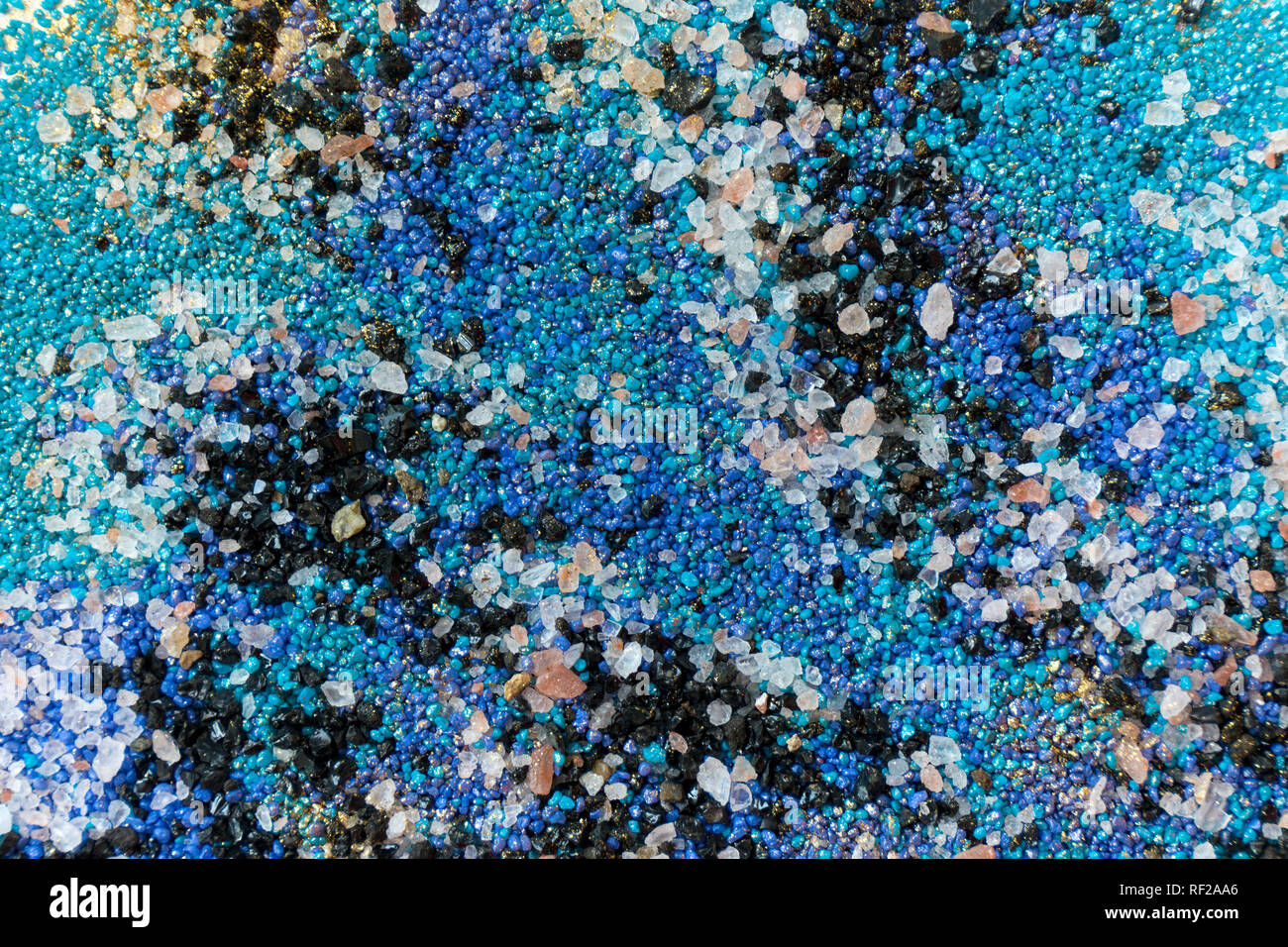 Layered colorful sand pattern. Marble style background. Blue and gold ...