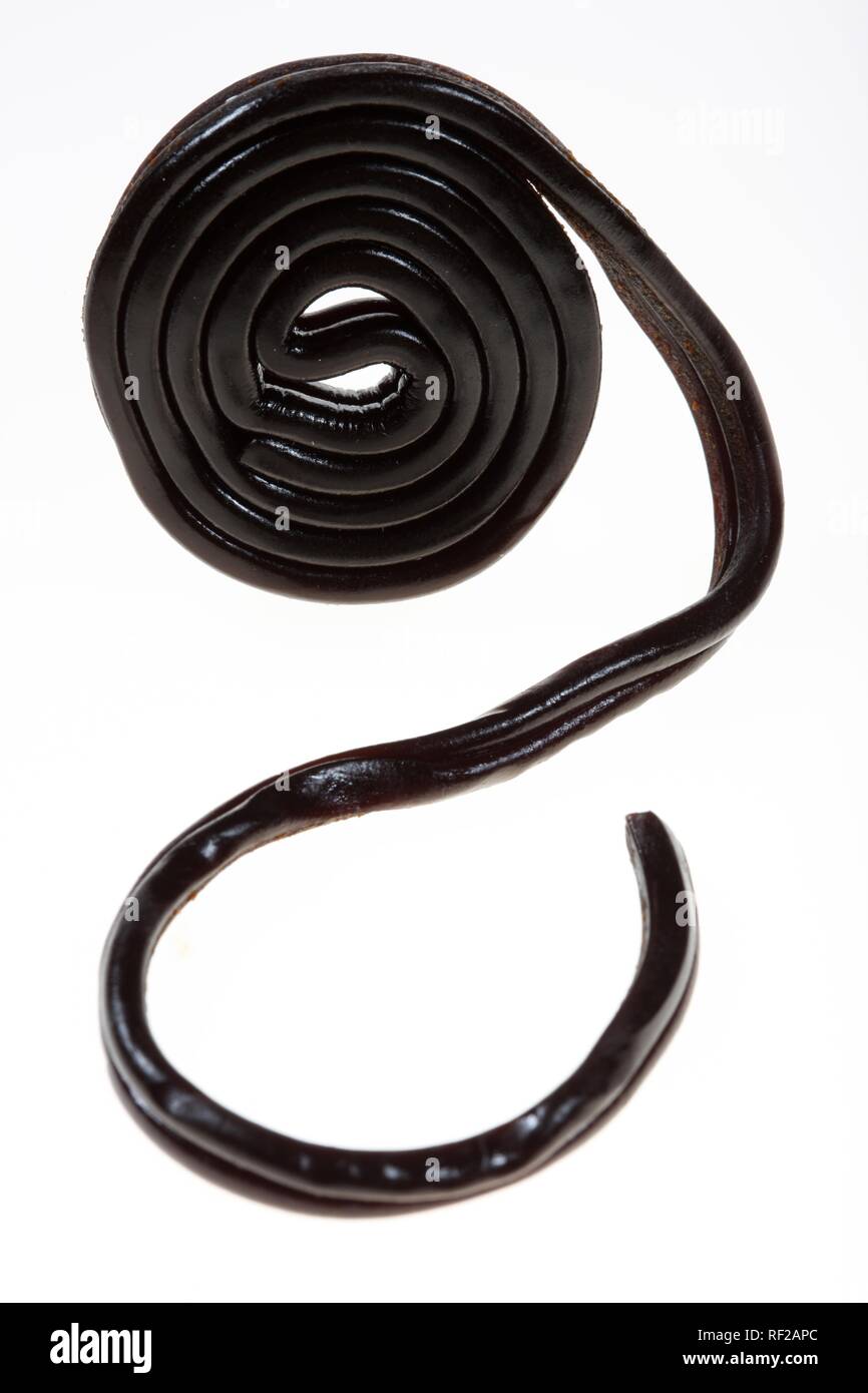 Liquorice snail, rolled black licorice Stock Photo - Alamy